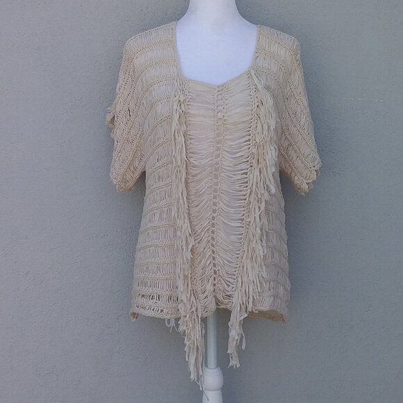 Undefined | Sweaters | Unbranded Boho Chic Sweater Cream Fringed Hippie ...
